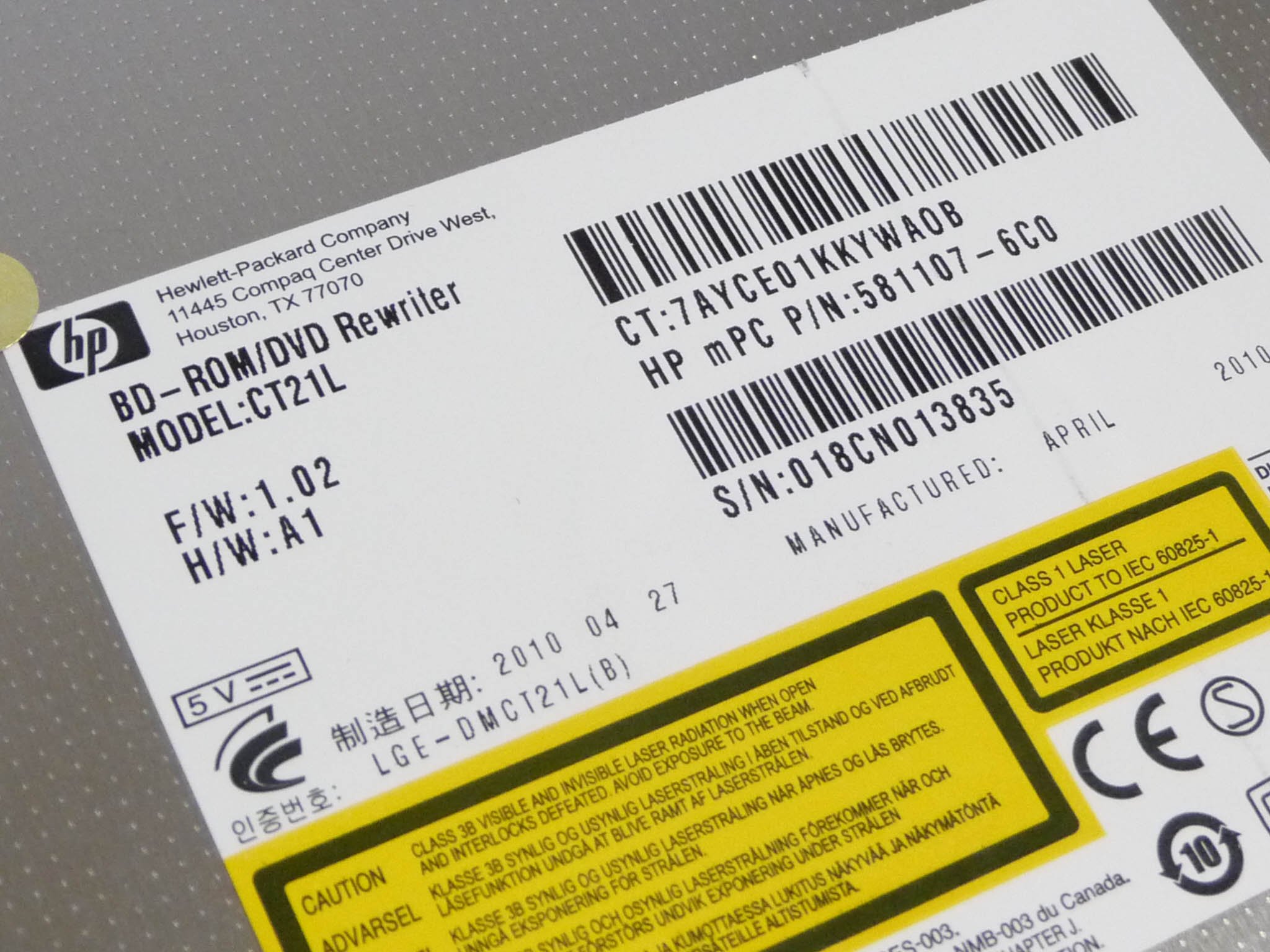 HP 605417-001 Pavillion DV4 DV7 ProBook 4410s Blu-Ray DVDRW SATA Drive without Bezel