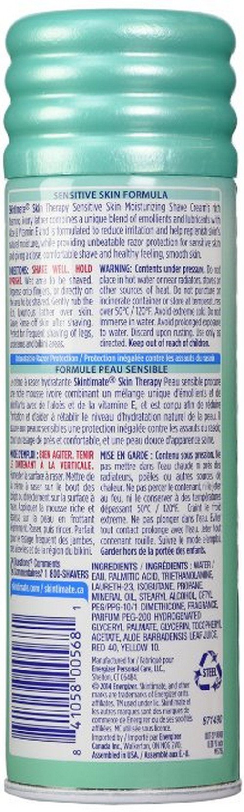 Skintimate SkinTherapy Moisturizing Shaving Cream, Sensitive, 10 oz
