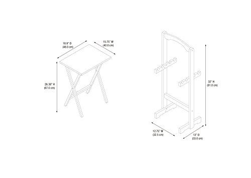 Linon Tray Table Set, 15.75"D x 18.9"W x 26.38"H, White