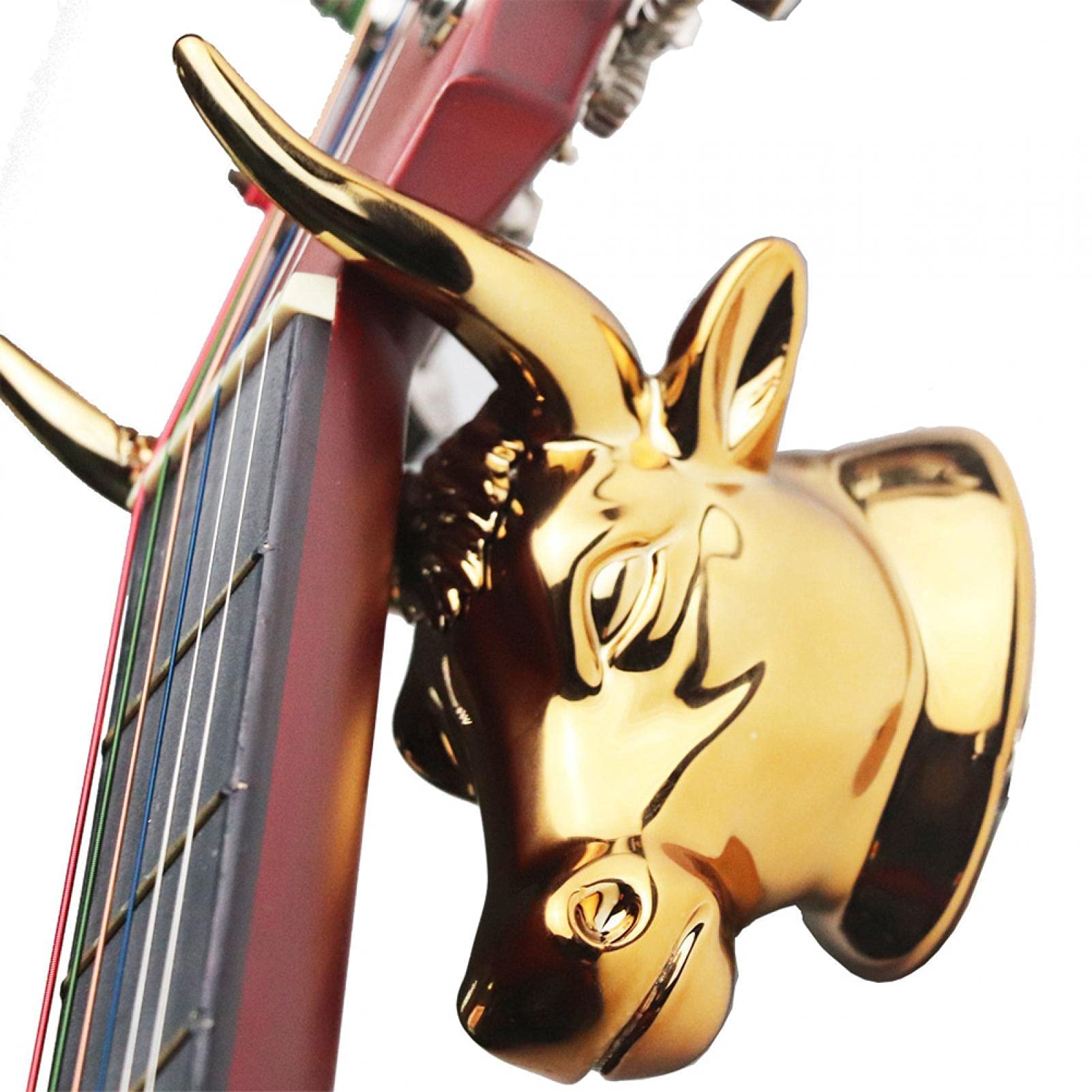 LKEREJOL Bull Head Guitar Holder Wall Hanger Guitar Ukulele Hook Ukulele Stand Rack Storage Bass Bull Head Wall Mounted Art Support Guitar Holder for Bass Electric Acoustic Guitar Ukulele