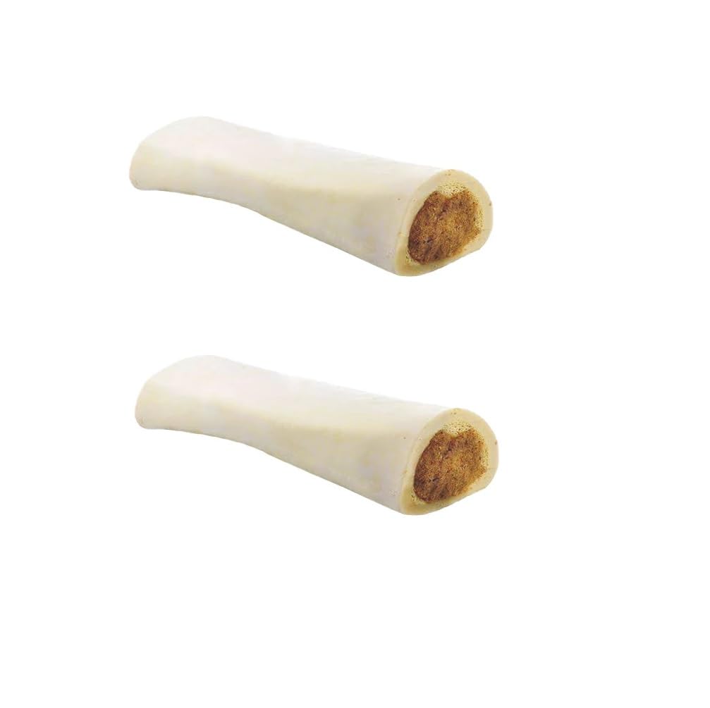 MPP Stuffed Peanut Butter 6 Inch Shin Dog Bones Refillable Nutritious Dental Chew (2 Bones)