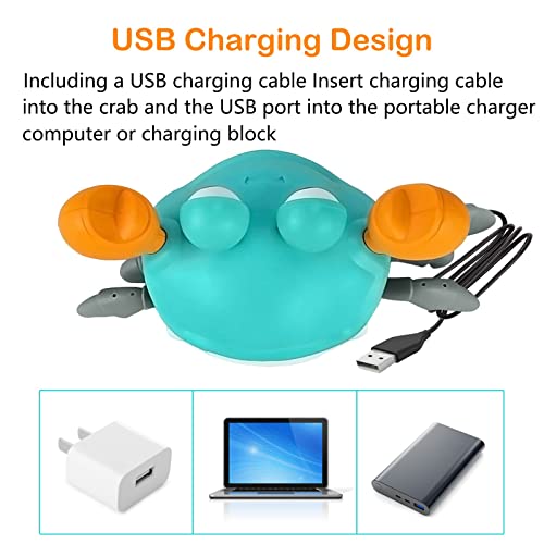 Plnmlls Crawling Crab Baby Toy,Tummy Time Baby Toys with Music and LED Light Will Automatically Avoid Obstacles, Build in Rechargeable Battery for Toddler Interactive Development Toy