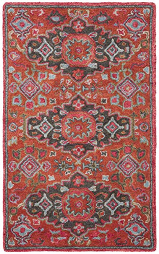 SAFAVIEH Heritage Collection 3' x 5' Rust / Multi HG419P Handmade Traditional Oriental Premium Wool Area Rug