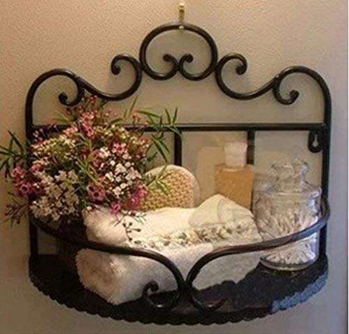 mkki Home Supplies Storage Shelving Wrought Iron Wall Bathroom Shelf