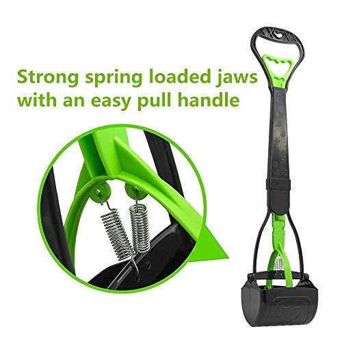 Living Express 28" Large Pooper Scooper for Dog-Long Handle Dog Poop Scooper-Pet Waste Pick Up Jaw Scooper Without Smelling, Durable Spring Easy to Use Perfect for Grass,Dirt,Gravel (Green)