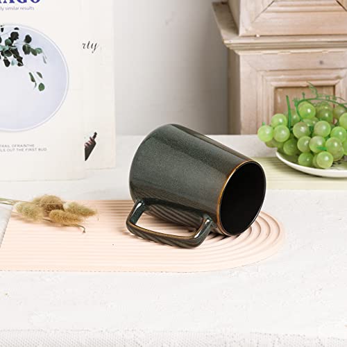 Large Ceramics Coffee Mugs,24 OZ,Large Handle Design,Extra Large Tea and Coffee Cup for Office and Home,Microwave And Dishwasher Safe(Color:24 oz green)