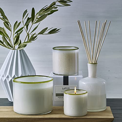 LAFCO New York Signature Candle, Feu de Bois - 15.5 oz - 90-Hour Burn Time - Reusable, Hand Blown Glass Vessel - Made in The USA