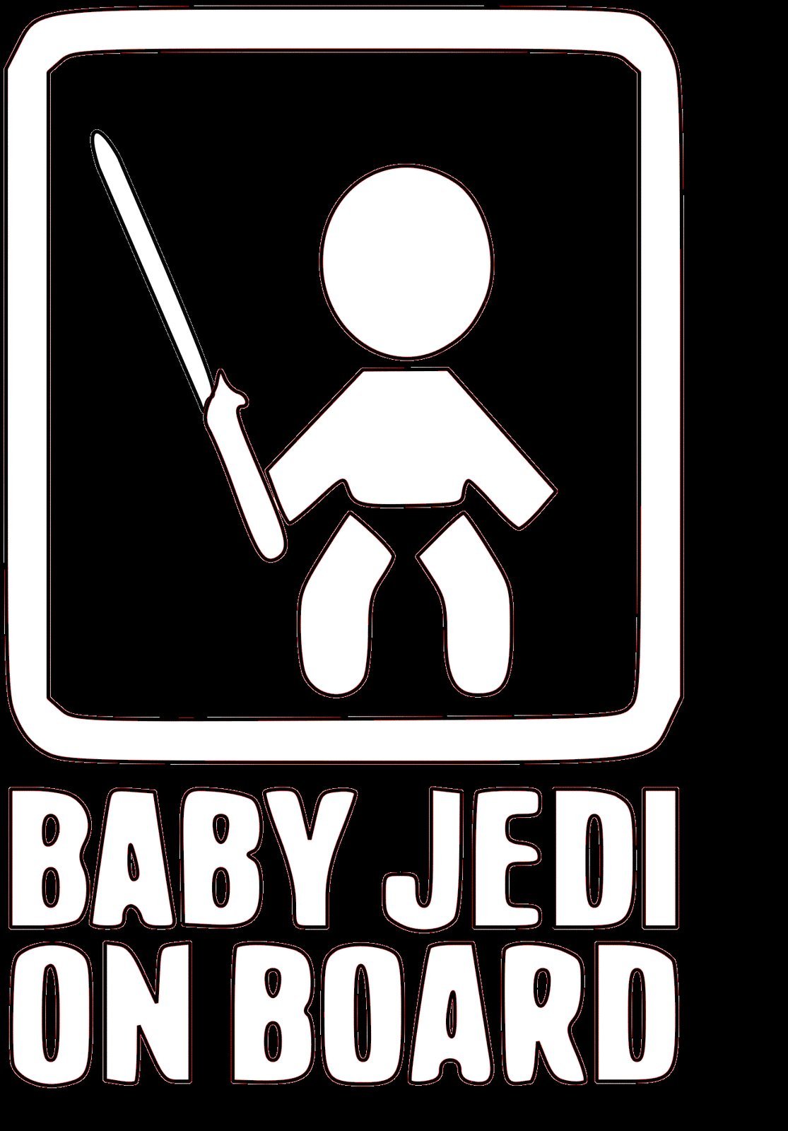 Baby Jedi On Board Decal Vinyl Sticker Auto Car Truck Wall Laptop 6" Tall - White Color