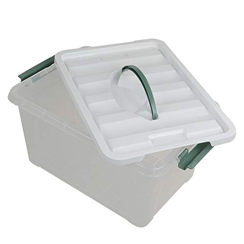Saedy 14 Quart Latching Box, Great Funtionality Plastic Storage Bin with Lid, Clear Transparent Box with Handles
