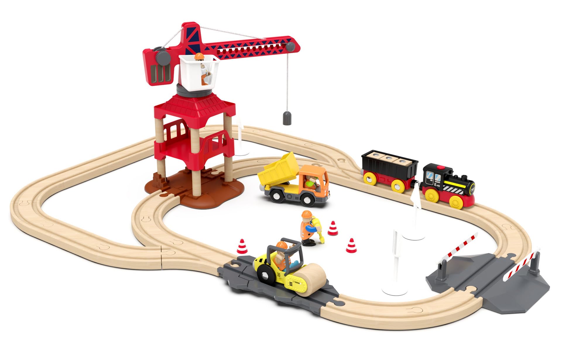 Battery Operated Locomotive Train, Magnetic Train Toy for Wooden Tracks, Motorized Train Compatible with Thomas, Brio, Chuggington, Melissa & Doug