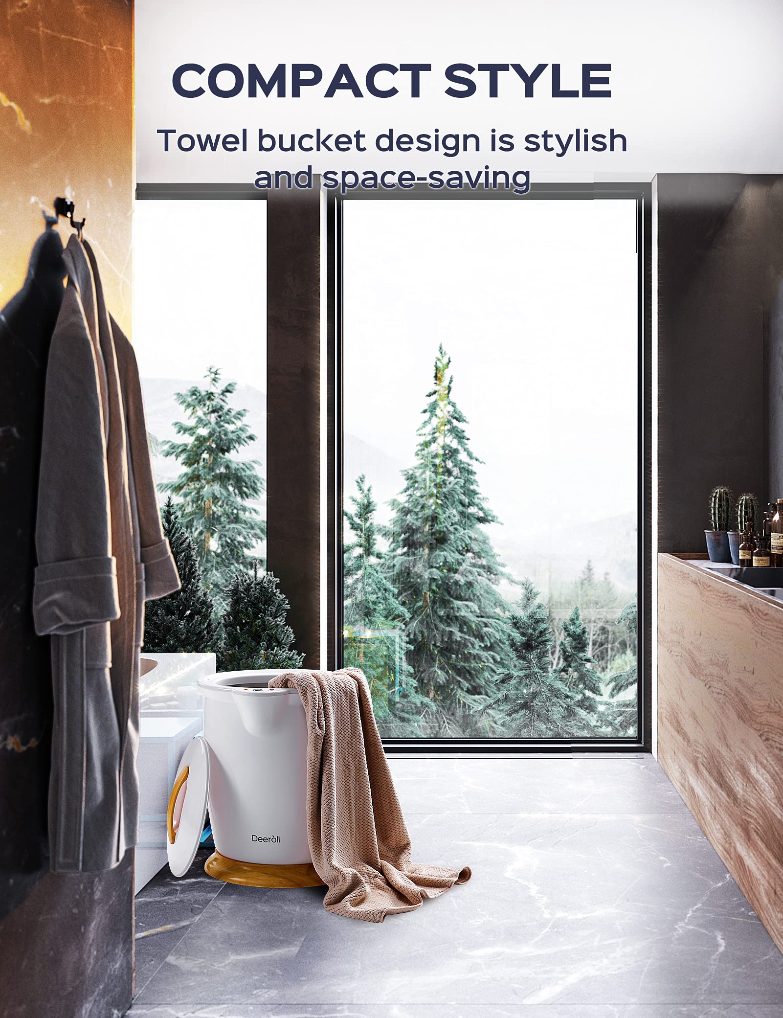 Deeroll Towel Warmer, Luxury Towel Warmer Bucket with Aromatherapy, Extra-large Towel Warmer for Relaxation & Home Spa, Auto Shut Off, Fits Up to Two 40"X70" Oversized Towels, Bathrobes, Blankets