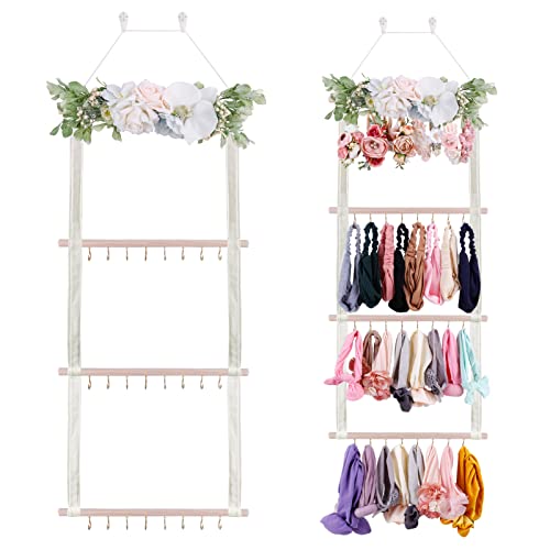 mligril Flower Headband Holder Hair Bows Organizer for Girls, Baby Headbands Organizer Storage Hair Accessories Holder Headband Wall Hanging Decor for Nursery Toddler Room