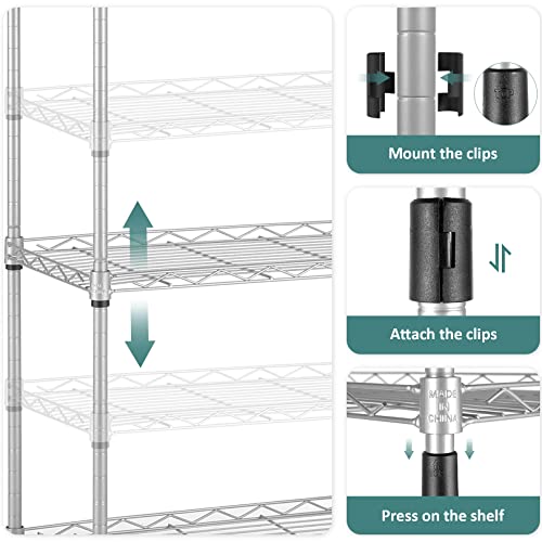Himimi Heavy Duty 6-Tier Wire Shelving Unit with Wheels - Durable Metal Storage Rack for Garage, Kitchen, Office, and Pantry - Easy Assembly, Rolling Steel Shelves, Silver