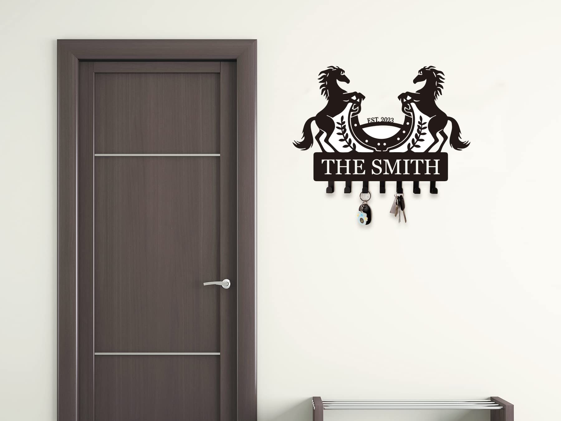Personalized Key Holder Decorative,Personalized Name Key Rack,Horse Key Holder for Wall, Wall Mounted Key Hooks