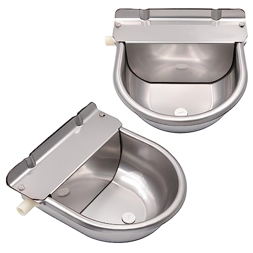 HHNIULI 2.5L/84.5oz Automatic Dog Waterer, 2 PCS 304 Stainless Steel Automatic Animal Drinking Water Bowl Trough Dispenser for Dogs Horses Cattle Sheep Goat Chicken β