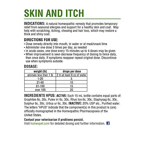 HomeoPet Skin and Itch, Skin and Coat Support for Pets, 15 Milliliters
