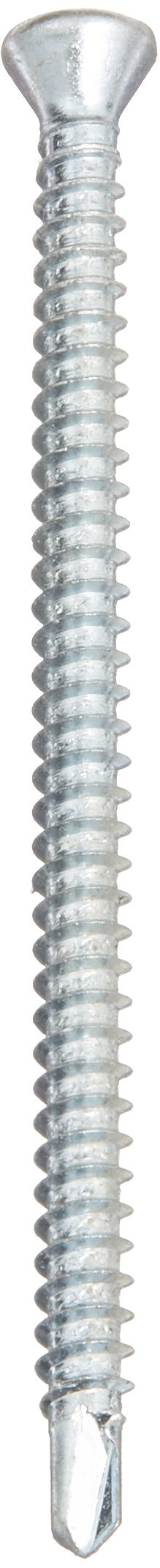 Small Parts 0636KQT Steel Self-Drilling Screw, Zinc Plated Finish, Flat Trim Head, Square Drive, #2 Drill Point, #6-20 Thread Size, 2-1/4" Length (Pack of 50)