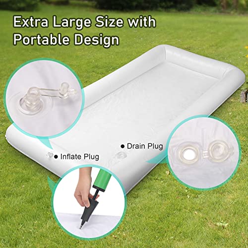 Large Inflatable Serving Bar Kit 1+4Pcs, Luxiv Salad Food Drinks Tray for Picnic Pool Cooler Ice Buffet Party Camping Inflatable Salad Serving Trays with Drain Plug, Large Food Mesh Cover, Inflatorā¦