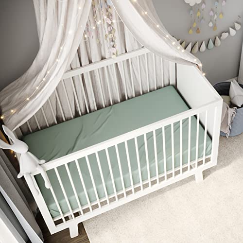 Natemia Fitted Crib Sheet - 100% Organic Cotton - 28 X 52 for Standard Crib and Toddler Mattresses - Silky Soft and Hypoallergenic