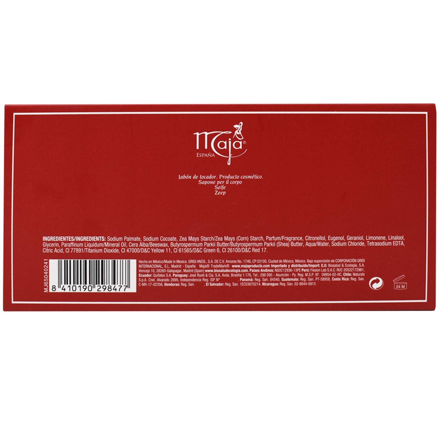 Maja Soap Sets Rectangle (3 x 3.1 Oz. Each) 18.6 Oz Total-2-PACKS(Sets) of 3 Soaps- - Jabon Perfumado
