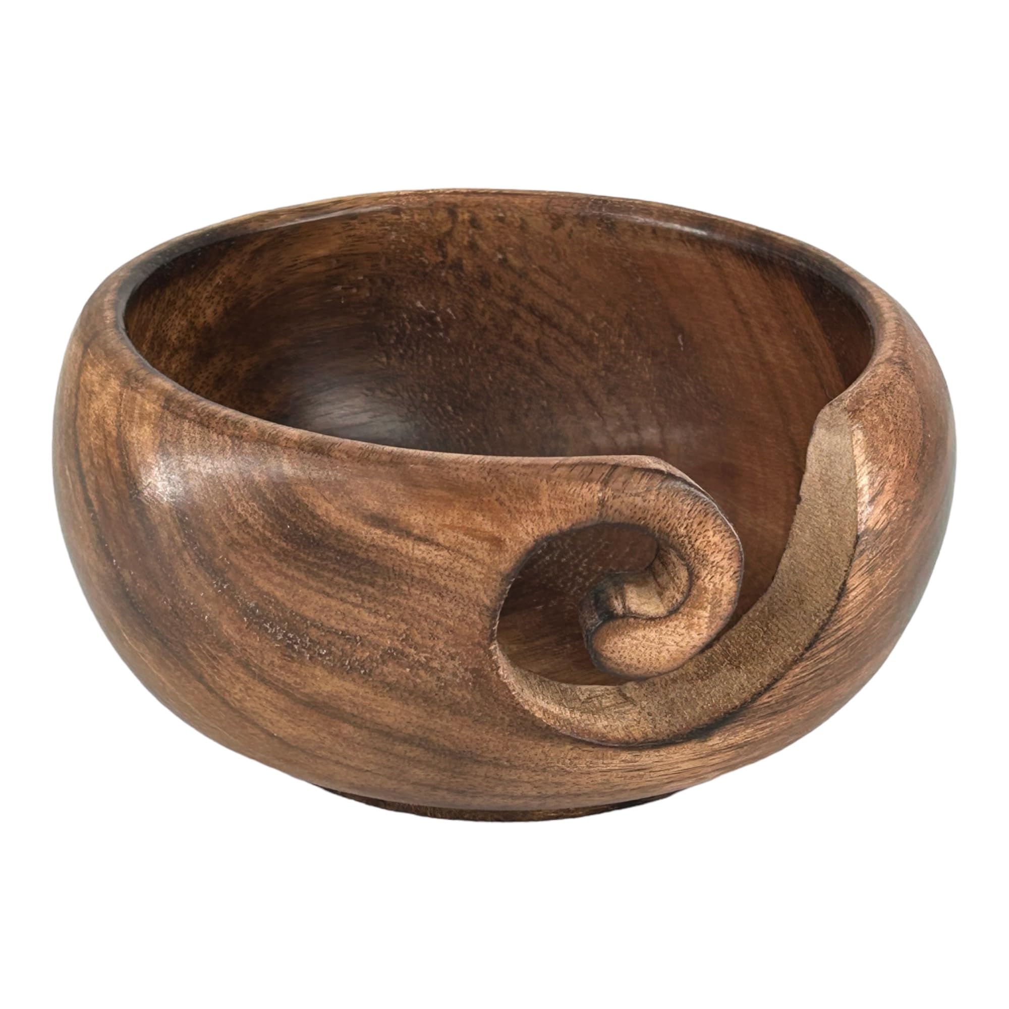Earthly Home Wooden Yarn Bowl Handmade Yarn Bowl with Holes for Crocheting and Knitting Christmas Gift Crochet Accessories 5.5" x 3"