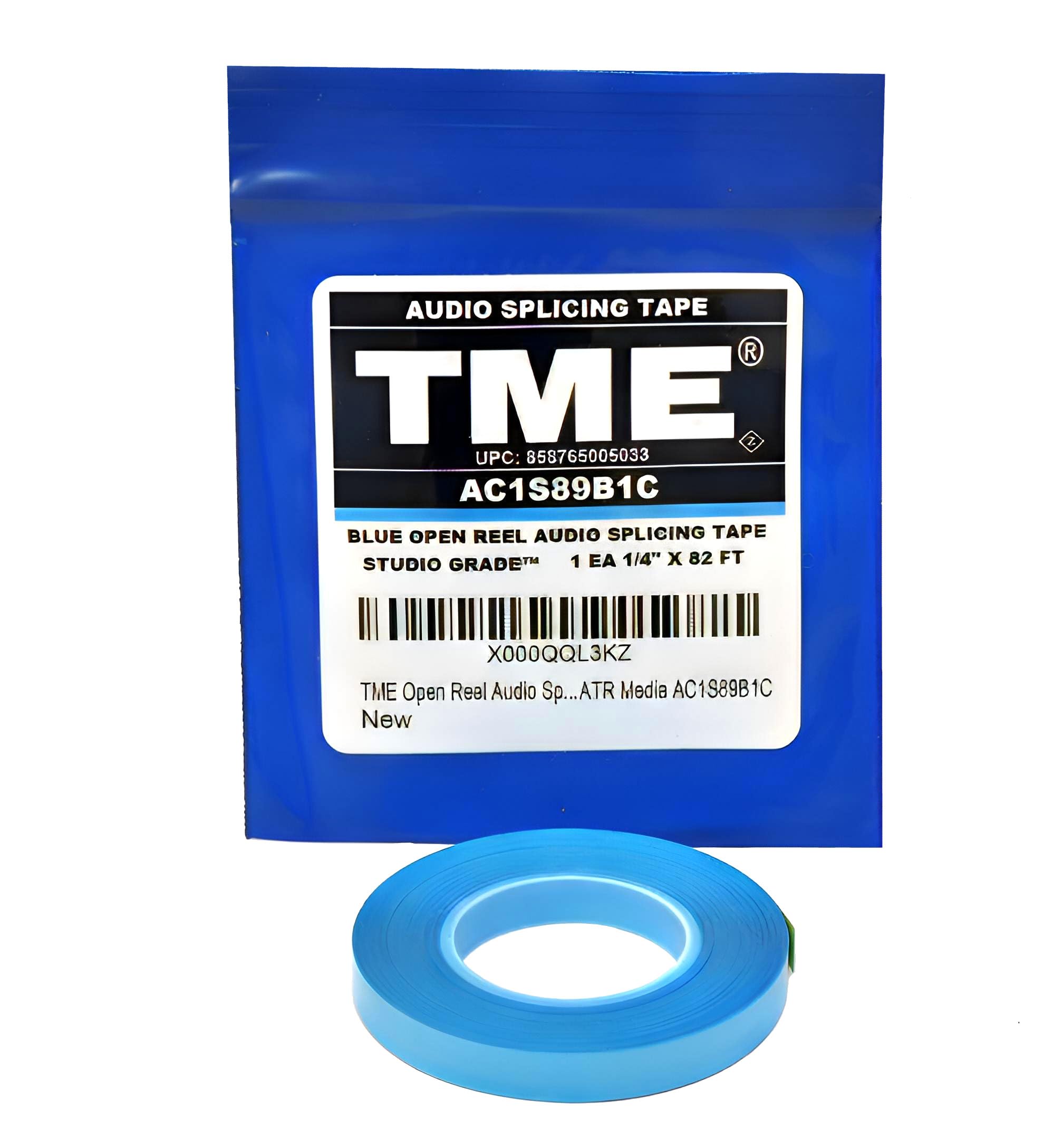 TME Open Reel Audio Splicing Tape Blue Color 1/4 in X 82 Ft in Logo Poly Pack for RMGI Quantegy Maxell AMPEX ATR Media AC1S89B1C