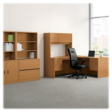 HON 10500 Series Laminate Desk Ensembles-Bookcase Hutch, 36"x14-5/8"x37-1/8", Harvest