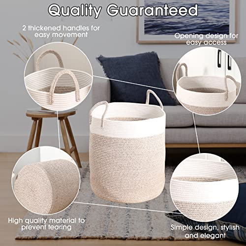 Large Woven Storage Basket, Woven Baby Laundry Basket, Woven Cotton Storage Basket for Closet Rack, Blanket Basket, Toy Basket, Quilt Pad Laundry Basket