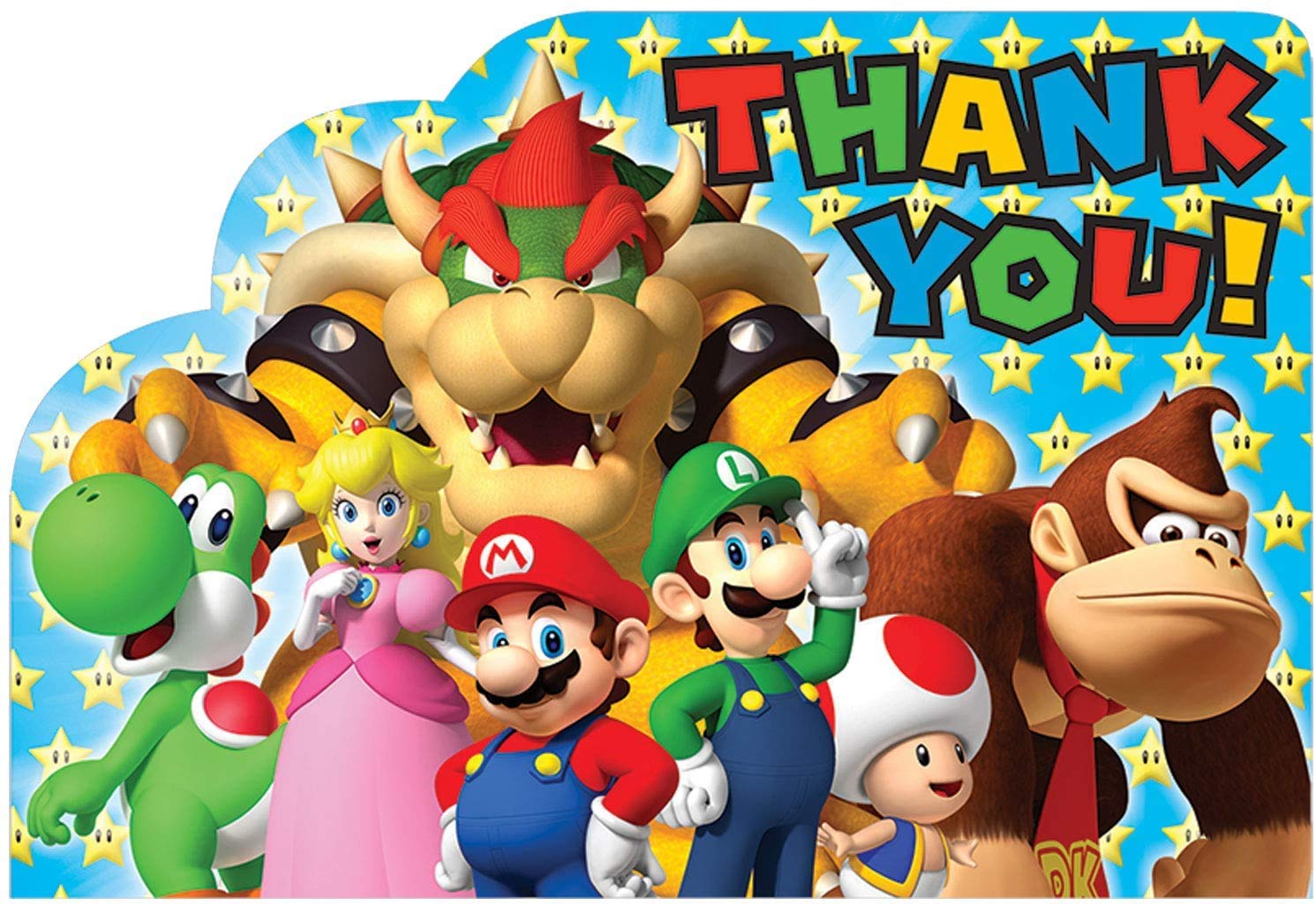 Amscan Super Mario Brothers Thank You Postcards, Party Favor | 24 Count