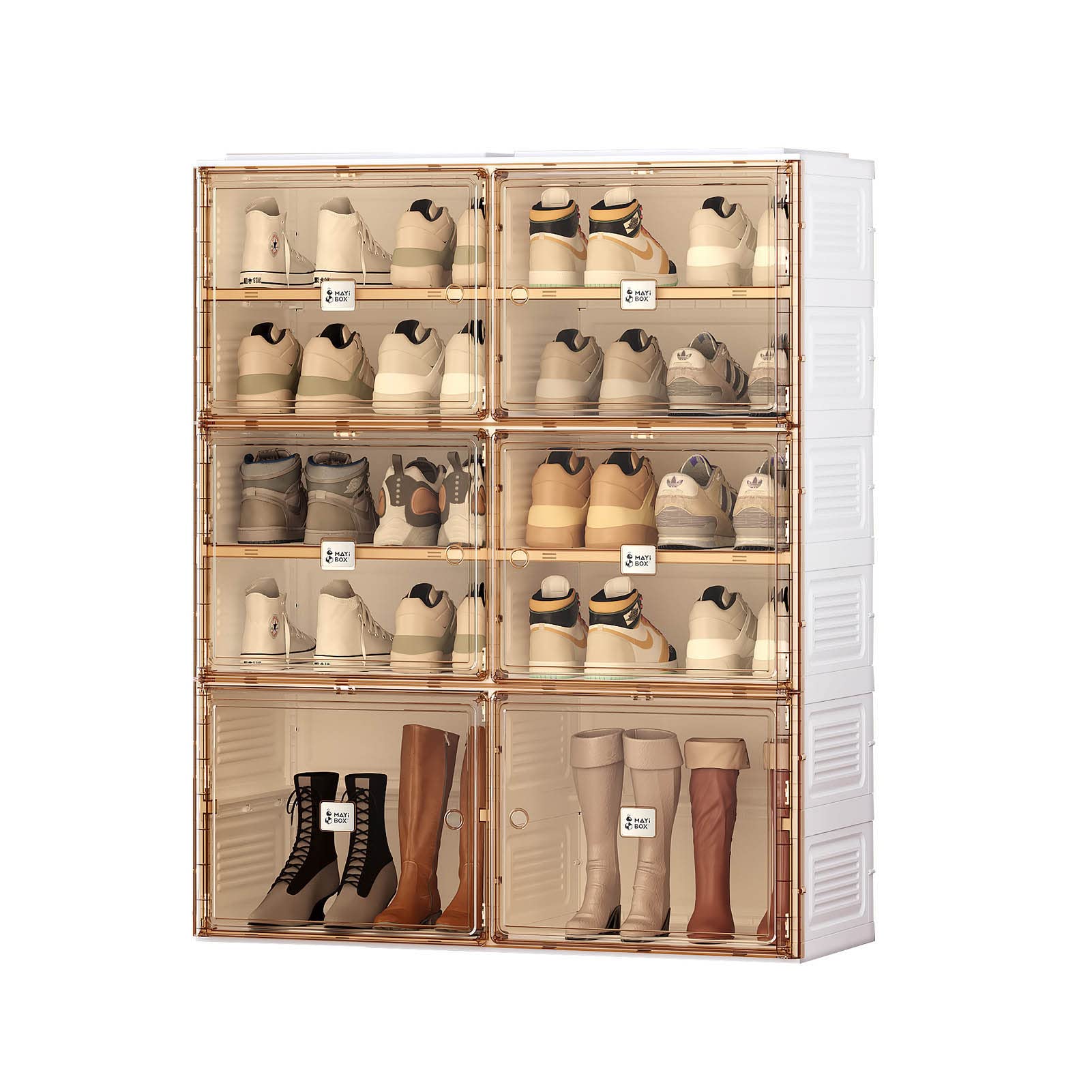 ANTBOX Portable Shoe Rack Organizer for Closet Entryway, Stackable Sneaker Storage Shoe Cabinet with Magnetic Clear Door, Large Plastic Storage containers Bins with Lids 10 Tiers 40 Pairs