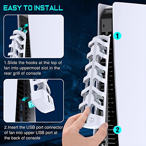 EXTREMECOOL PS5 Cooling Fan, PS5 Accessories PS5 Cooler with 3 High-Speed Cooling Fans (5000RPM) and Cool LED Light, PS5 Fan Cooling Fan Come with USB Port for Sony PS5 Digital/Disc Edition