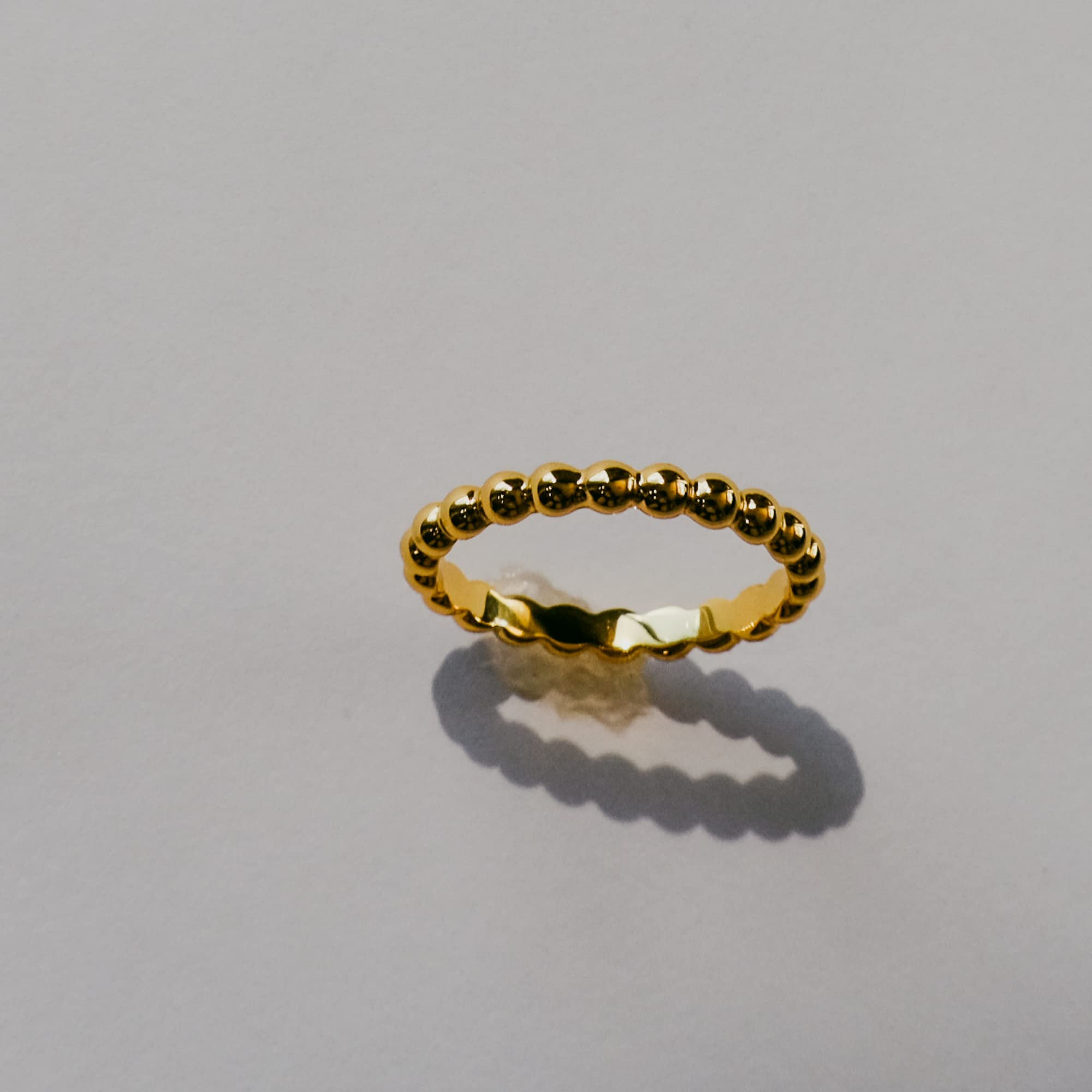 Aurelia Mae 18K Gold Plated Sterling Silver Bold Beaded Ring | Big Bead Stackable Ring Size 8