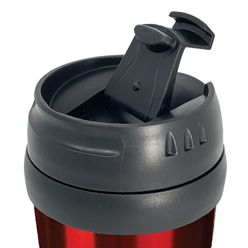 LaserGram 16oz Coffee Travel Mug, Hamburger, Personalized Engraving Included (Red)
