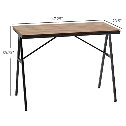 HOMCOM Industrial Bar Table with Steel Frame, Counter Height Table Pub Table for Kitchen Dining Room Cafe, Brown/Black