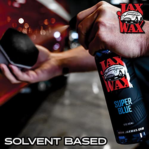 Jax Wax Super Blue Solvent - Commercial Grade Solvent Based Tire Dressing for Rubber, Plastic, and Vinyl, Tire Shine for Wet Looking Wheels โ 16 Oz