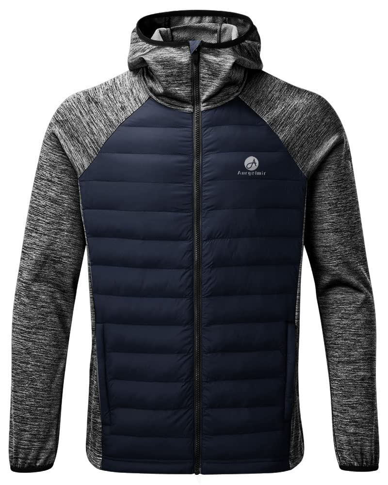 Aurgelmir Mens Winter Workout Running Hybrid Jacket Full-Zip Hooded Athletic Gym Coat Tops