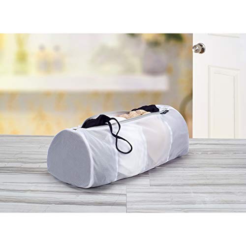 Laura Ashley 4 Compartment Mesh Hosiery Wash Bag with Zipper Closure to Protect Clothes in the Wash
