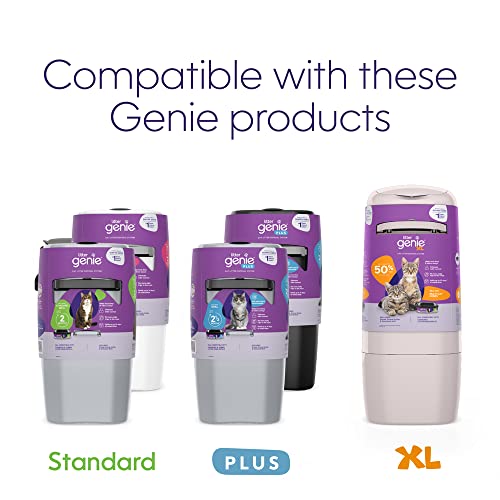 Litter Genie Refill Bags (4-Pack) | Multi-Layers of Odor-Barrier Technology | 1 Square Refill Cartridge Lasts Up to 2 Months Per Cat