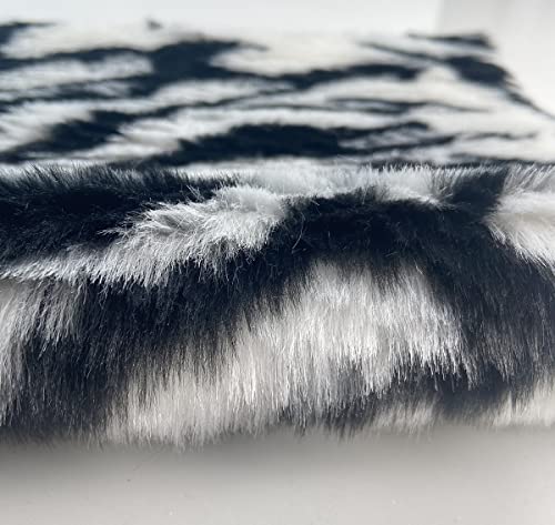 Highshion Artificial Shaggy Faux Fur Fabric | 64" x 36" | Camera Floor Chair Cover Seat Cushion for Any DIY Craft | Rectangular Patch Costume | Plush Crafting Sewing(64"X36",Zebra Stripe)