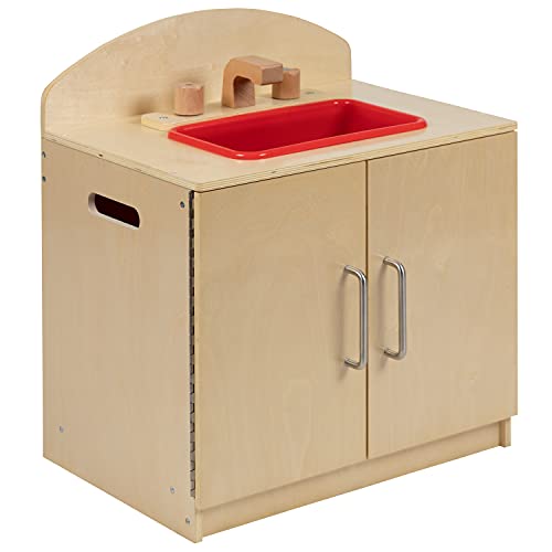Flash Furniture Children's Wooden Toy Kitchen Set with Pretend Stove, Sink, and Refrigerator, 3-Piece Interactive Kids Playset for Educational Play