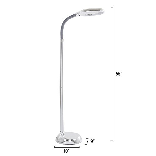Lavish Home (72-1242S) 5 Feet Sunlight Floor Lamp With Adjustable Gooseneck - Silver