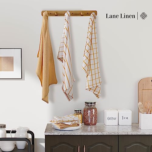 LANE LINEN Kitchen Towels Set - Pack of 6 Cotton Dish Towels for Drying Dishes, 18βx 28β, Kitchen Hand Towels, Tea Towels, Premium Dish Towels for Kitchen, Quick Drying Kitchen Towel Set - Yellow