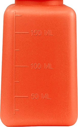 Menda 35270 One Touch Stainless Steel Liquid Dispenser Pump, ESD Safe durAstatic Square Bottle, 6 oz, High Density Polyethylene/Stainless Steel, Orange
