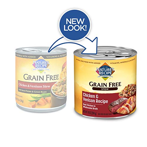 Nature's Recipe Grain Free Wet Dog Food, Chicken & Venison Stew Recipe, 10 Ounce Can (Pack of 12)