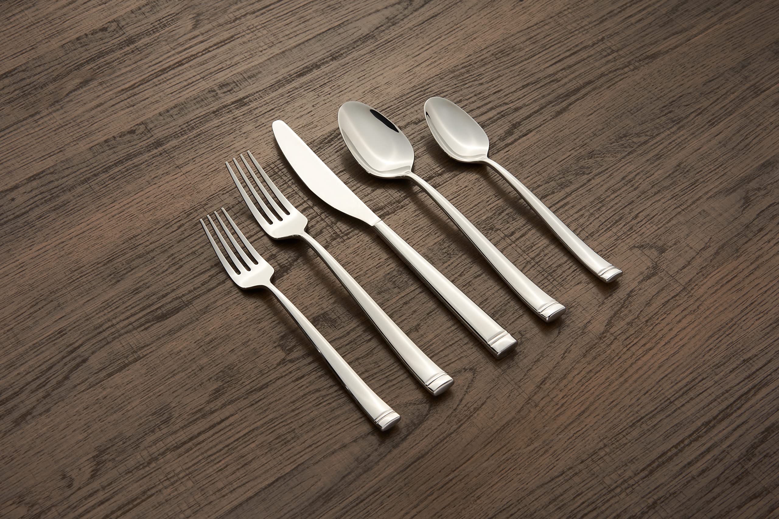 Cambridge Silversmiths Kingsland Mirror 20 Piece Flatware Set, Service for Four, silver