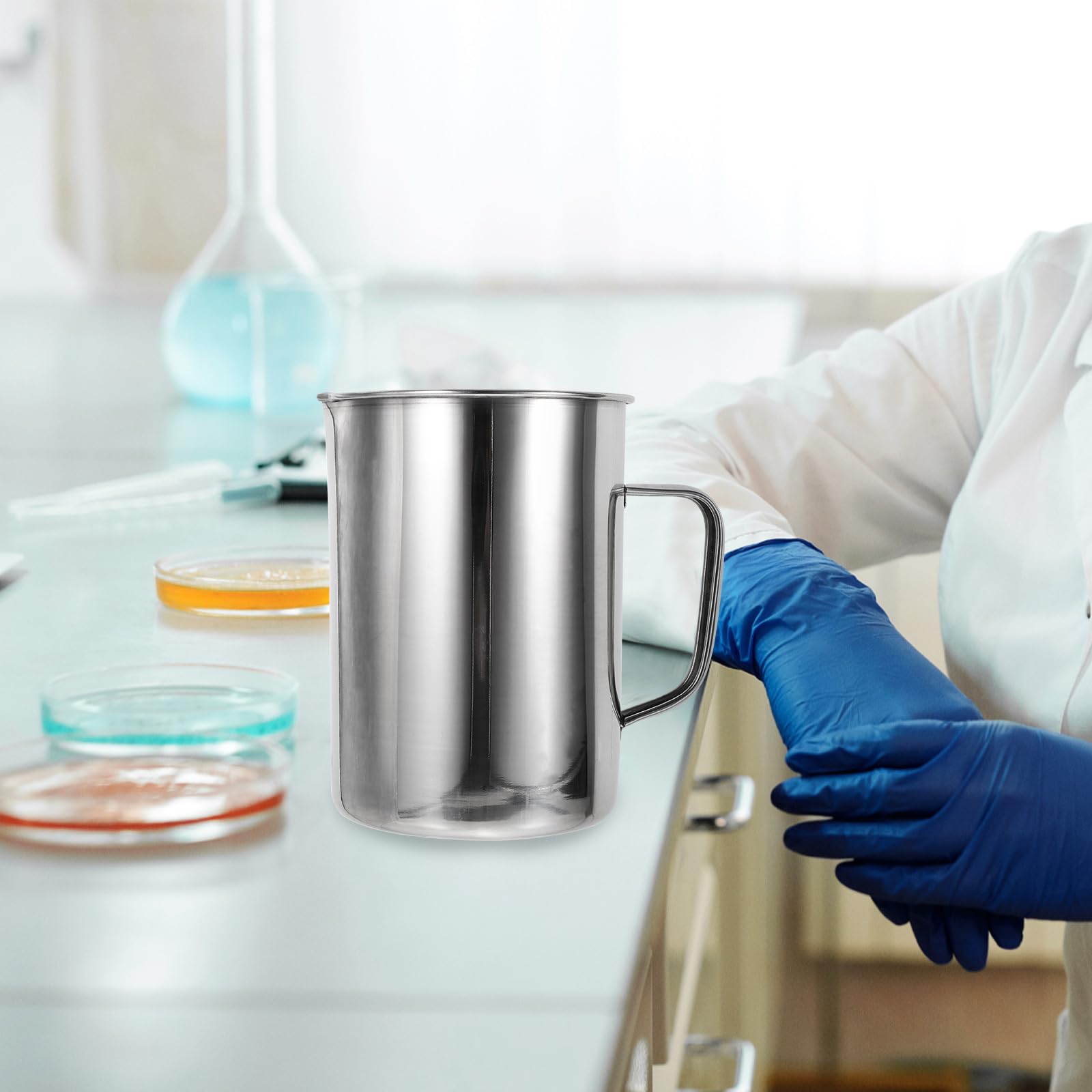 POPETPOP Laboratory Beaker 500ml Beaker Barista Tools Liquid Measuring Beakers Liquid Mixing Cup Scale Cup Coffee Mug Espresso Measuring Glass Water Jug Strong Coffee Stainless Steel Flour