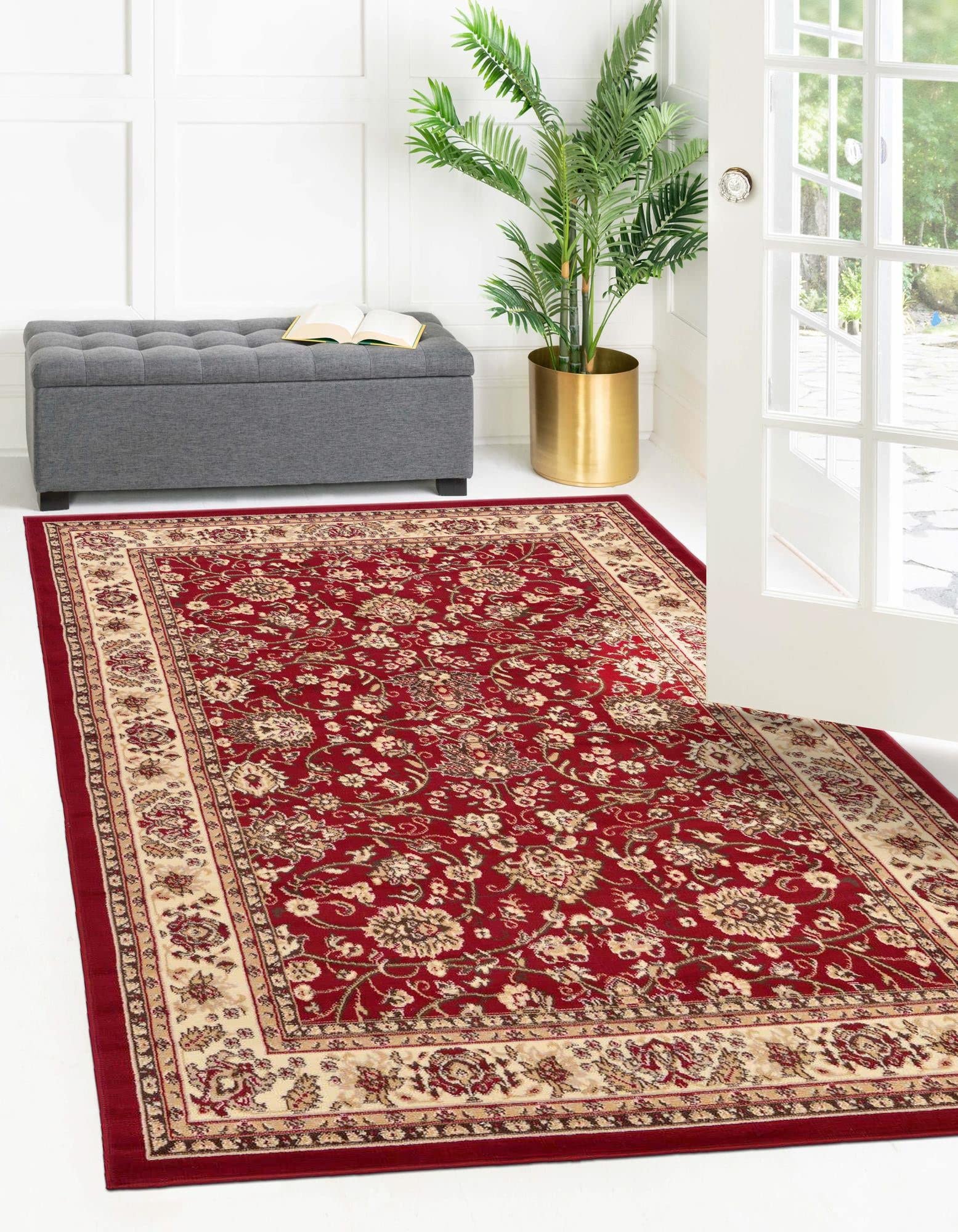 Rugs.com Yasmin Collection Rug β 6' x 9' Burgundy Medium Rug Perfect for Bedrooms, Dining Rooms, Living Rooms
