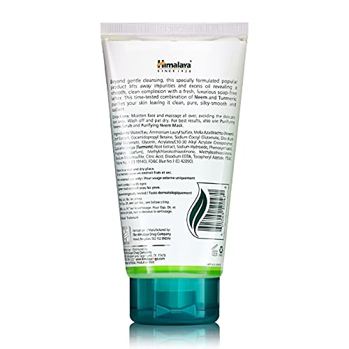 Himalaya Purifying Neem Face Wash with Neem and Turmeric for Occasional Acne, 5.07 oz (150 ml), 2 Pack