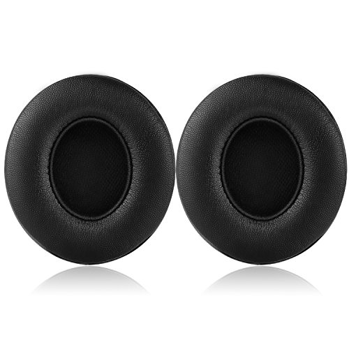 Solo 2 Wired Replacement Earpads - JARMOR Protein Leather & Memory Foam Ear Cushion Pads for Beats Solo2 Wired On-Ear Headphones by Dr. Dre ONLY (NOT FIT Solo 2.0/3.0 Wireless) - Black