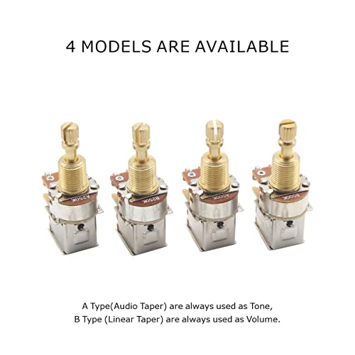 FLEOR 2pcs B500K Push Push Guitar Pots Linear Taper Potentiometers Long Copper Split Shaft